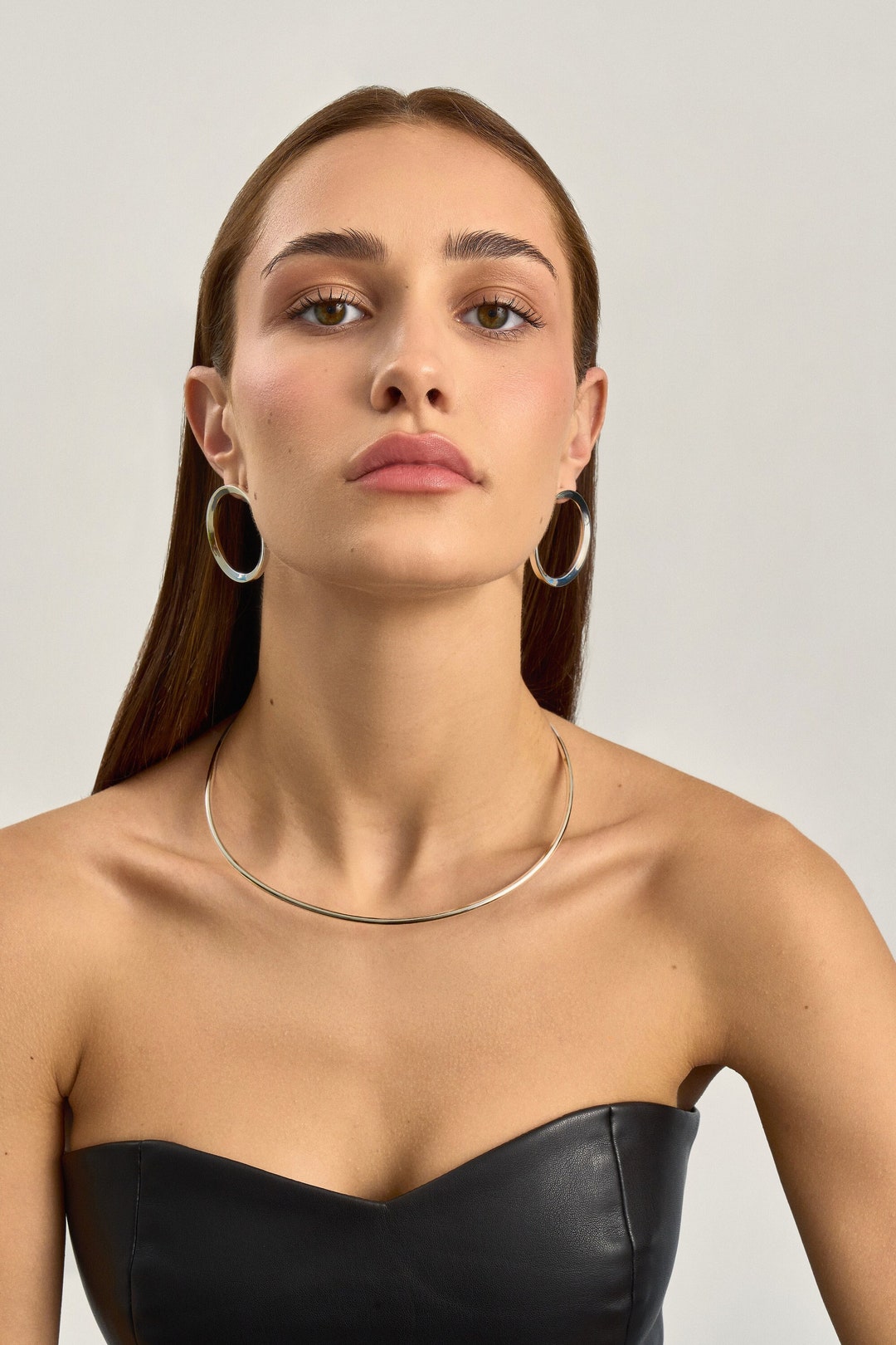 Sterling Silver Wire Choker, Silver Choker Necklace, Neck Cuff, Silver ...