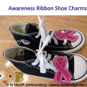 AWARENESS RIBBON Shoe Charms Wings Tags Machine Applique Embroidery ...