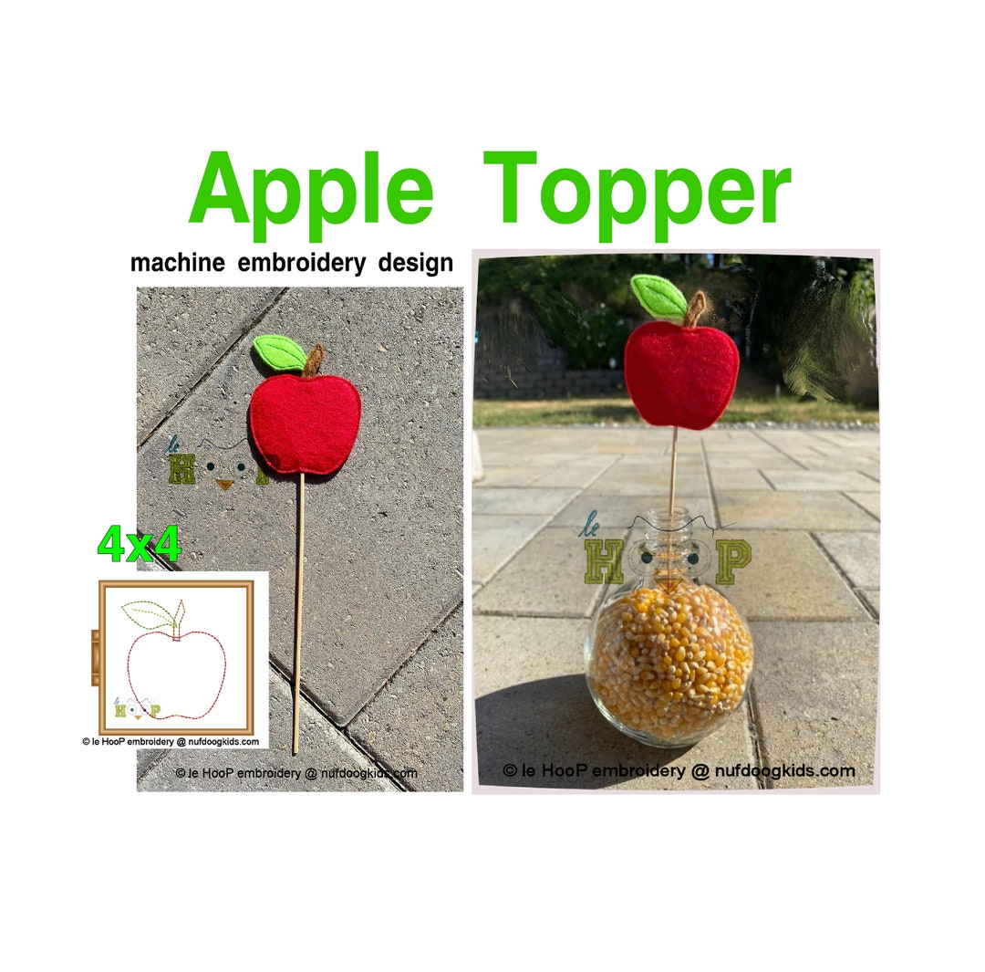 Apple Topper Machine Embroidery In-the-hoop Design 4x4 ITH Cake - Etsy