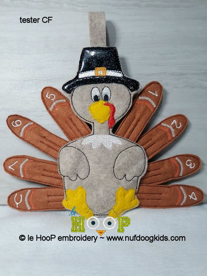 Thanksgiving Turkey Countdown 5x7 ITH Machine Embroidery Applique ...