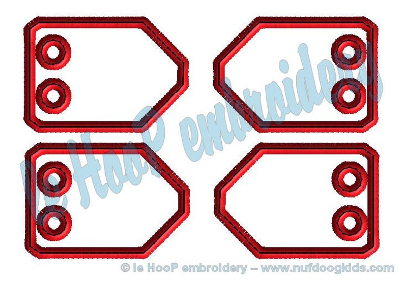 Blank Tag Shape TAGS Shoe Charms Machine Embroidery In-hoop - Etsy