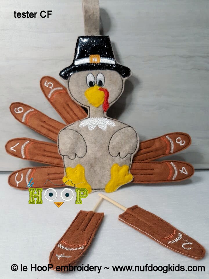 Thanksgiving Turkey Countdown 5x7 ITH Machine Embroidery Applique ...