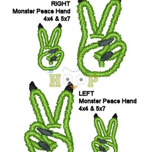 Monster PEACE Hand Applique Machine Applique Embroidery Design 2 Sizes ...