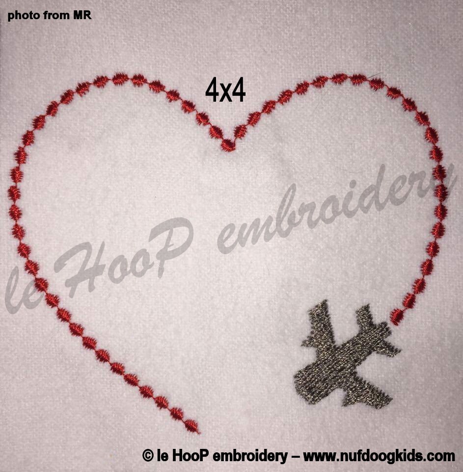 Valentine Plane Heart Trail Machine Embroidery Applique Design 4x4 5x7 ...