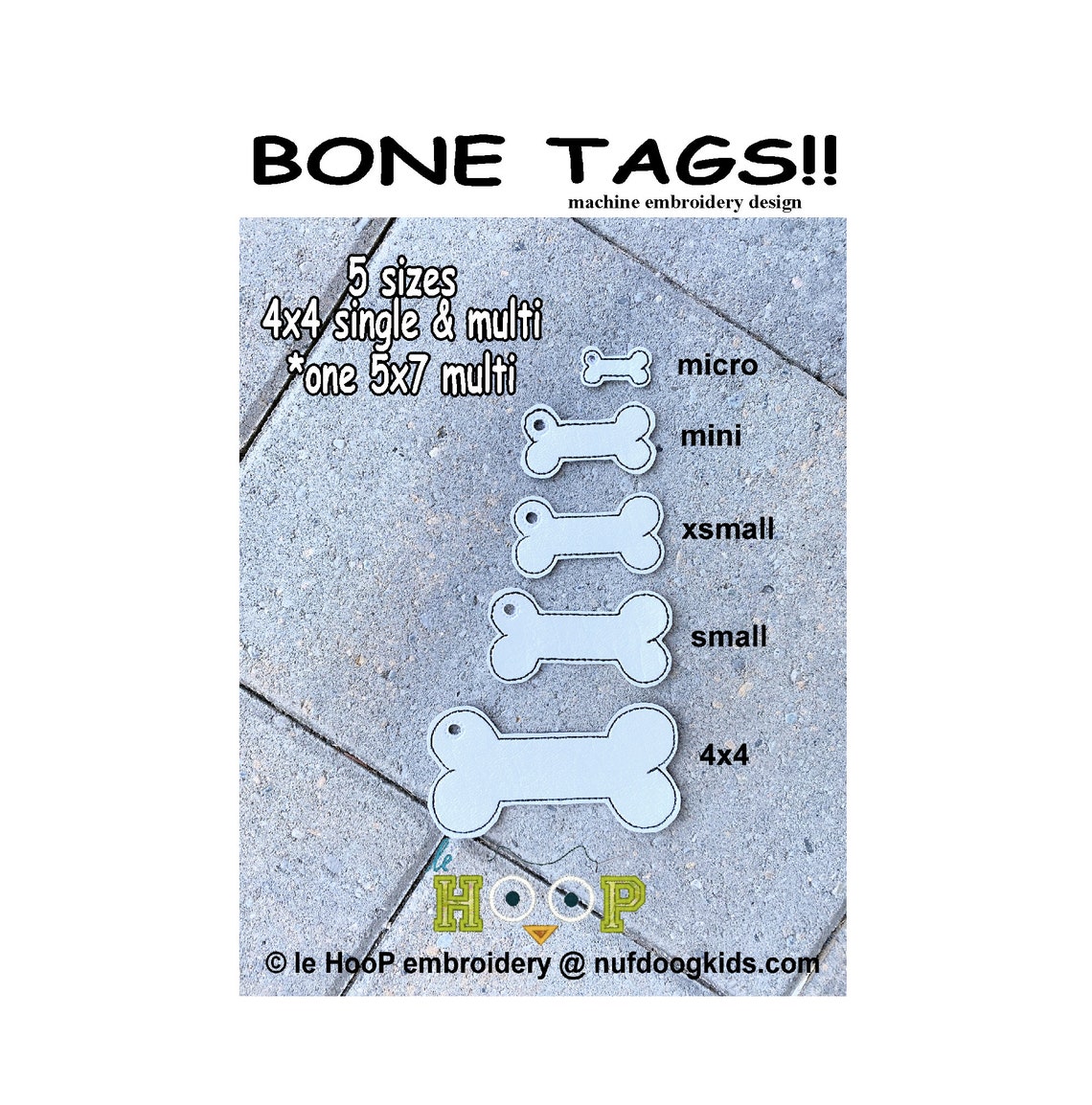 BONE Shap TAGS ITH Machine Embroidery Applique Design 4x4 Charm - Etsy