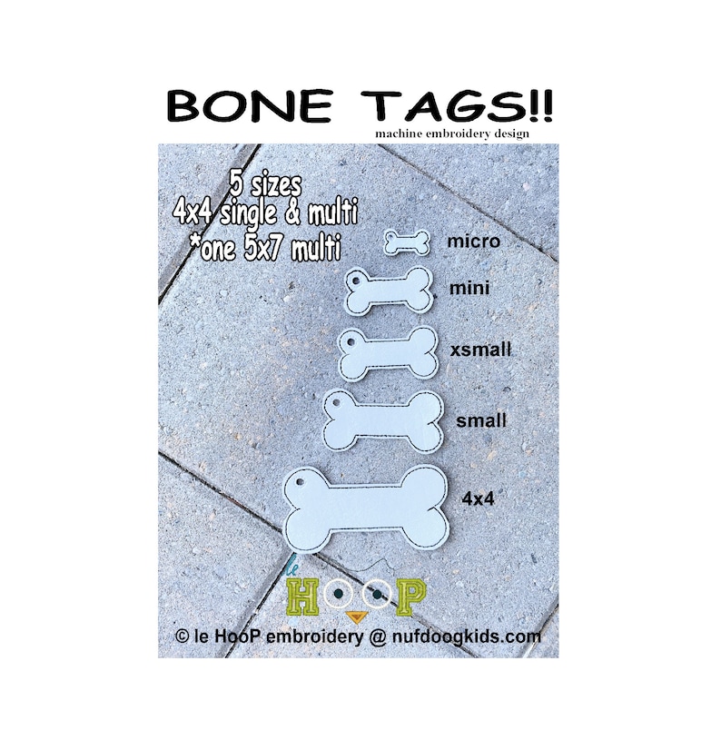 BONE Shap TAGS ITH Machine Embroidery Applique Design 4x4 Charm - Etsy