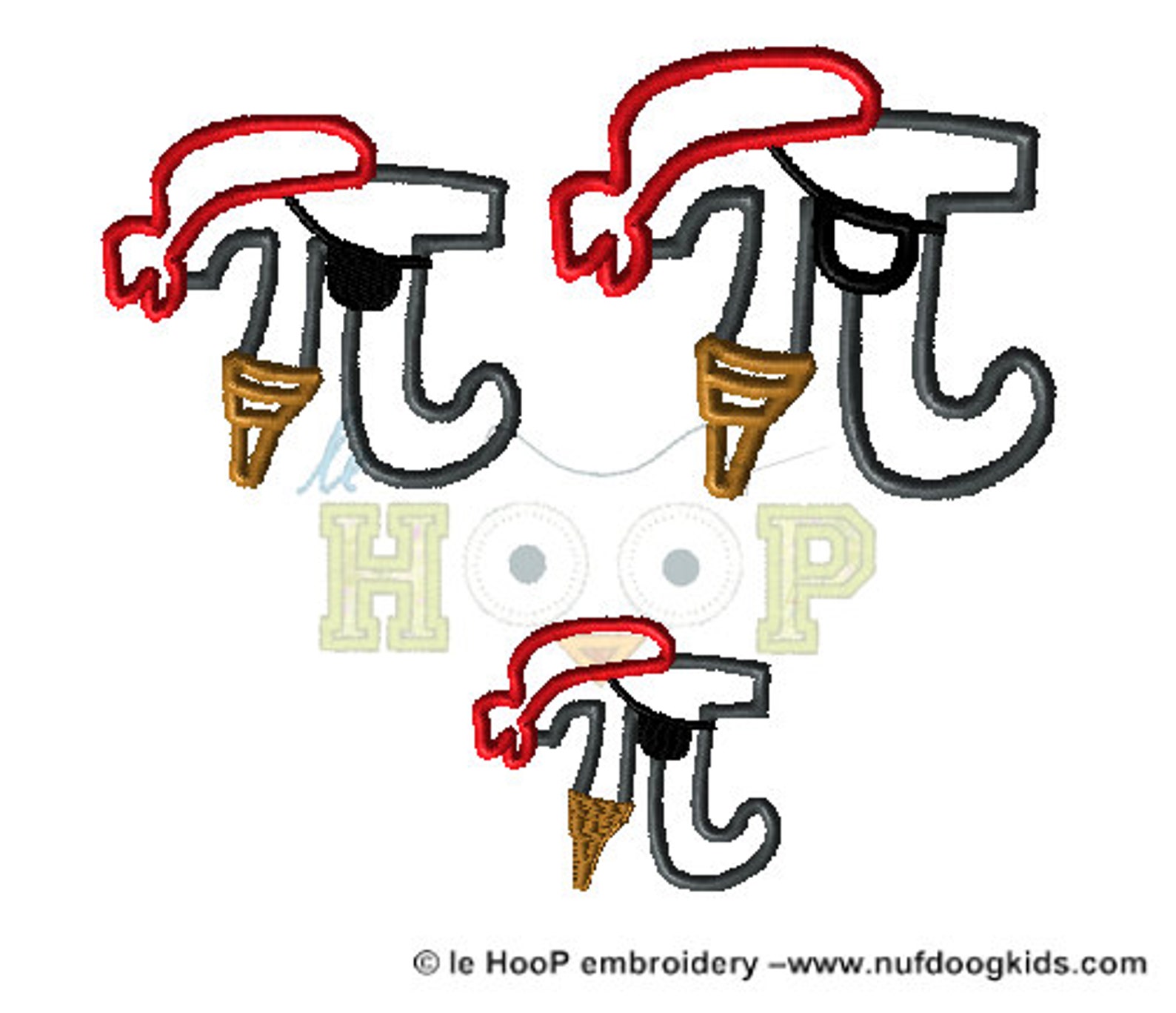 Pi-rate Machine Embroidery Applique Design 4x4 5x7 6x10 PI Day March 14 ...