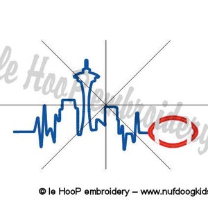 Seattle Heartbeat Football Machine Applique Embroidery Design 5x7 ...