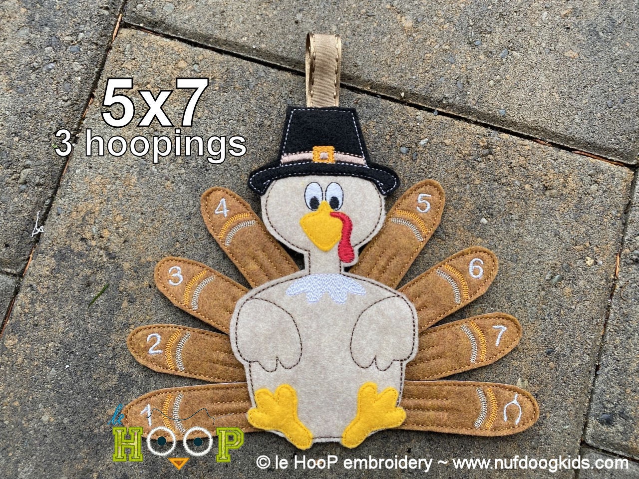 Thanksgiving Turkey Countdown 5x7 ITH Machine Embroidery Applique ...
