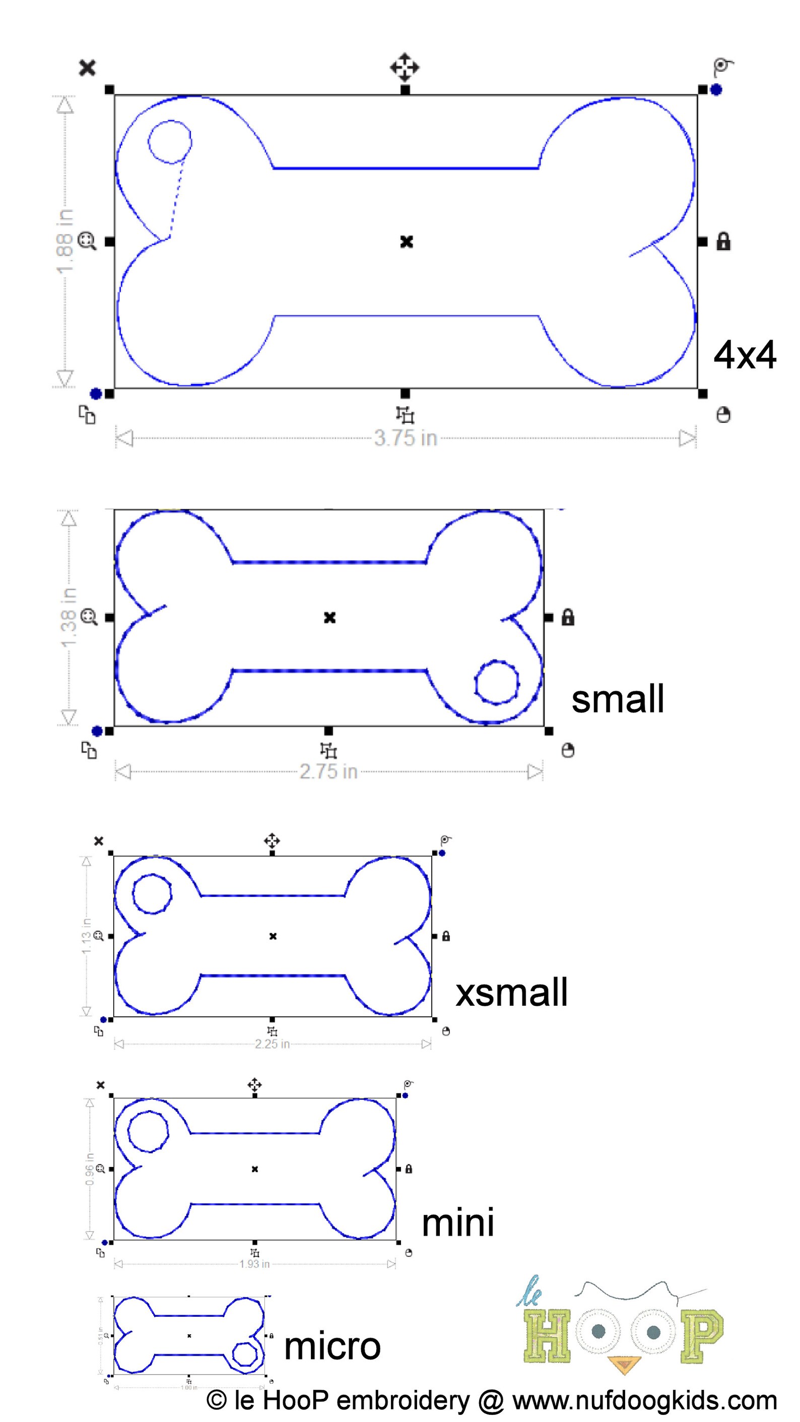 BONE Shap TAGS ITH Machine Embroidery Applique Design 4x4 Charm - Etsy