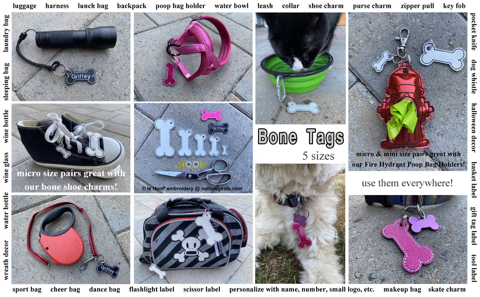 BONE Shap TAGS ITH Machine Embroidery Applique Design 4x4 Charm - Etsy