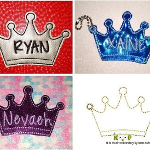 ITH CROWN Key Fob Tag Charm Machine Embroidery Applique Design 4x4 5x7 ...