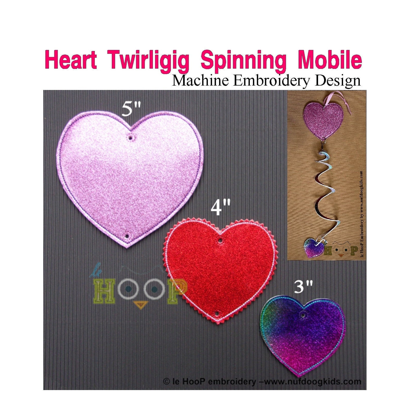 ITH HEART Add-on Whirligig Twirligig Spinning Mobile Machine Embroidery ...