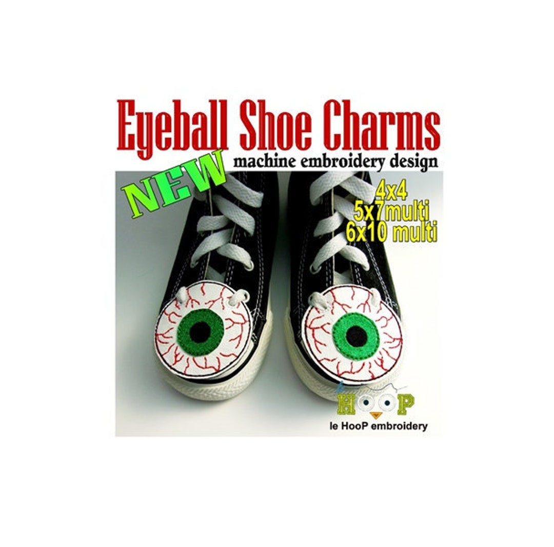 EYEBALL Shoe Charms Tags ITH Machine Embroidery Applique Design 4x4 and ...