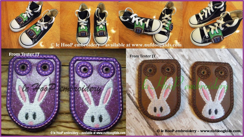Machine Embroidery EASTER BUNNY Shoe Charms In-hoop Design 4x4 5x7 6x10 ...
