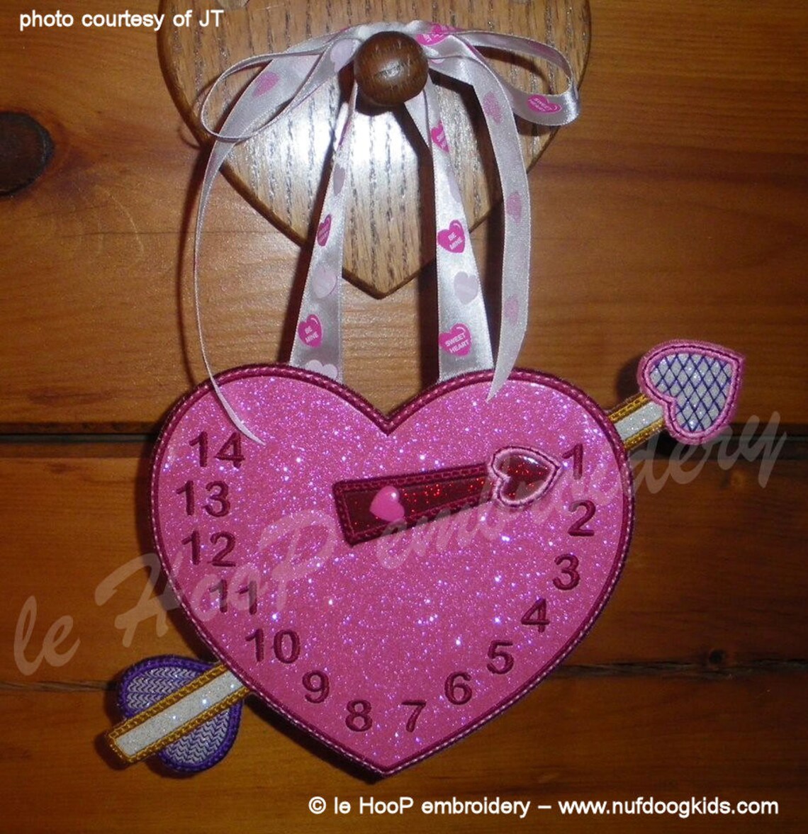 HEART COUNTDOWN Machine Embroidery in Hoop Design 5x7 6x10 7x12 8x12 ...