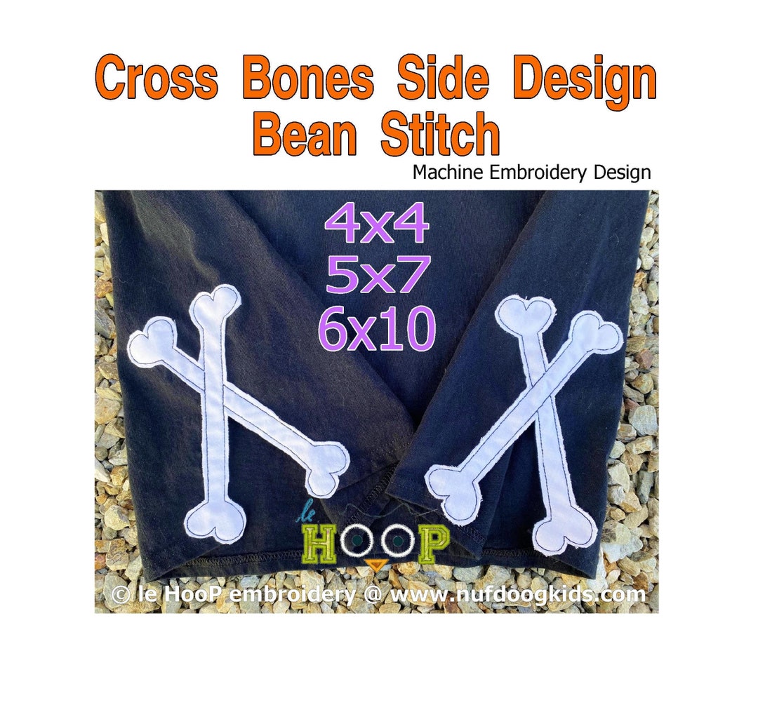 Cross Bones Side Split Design Machine Embroidery Design Applique 4x4 ...