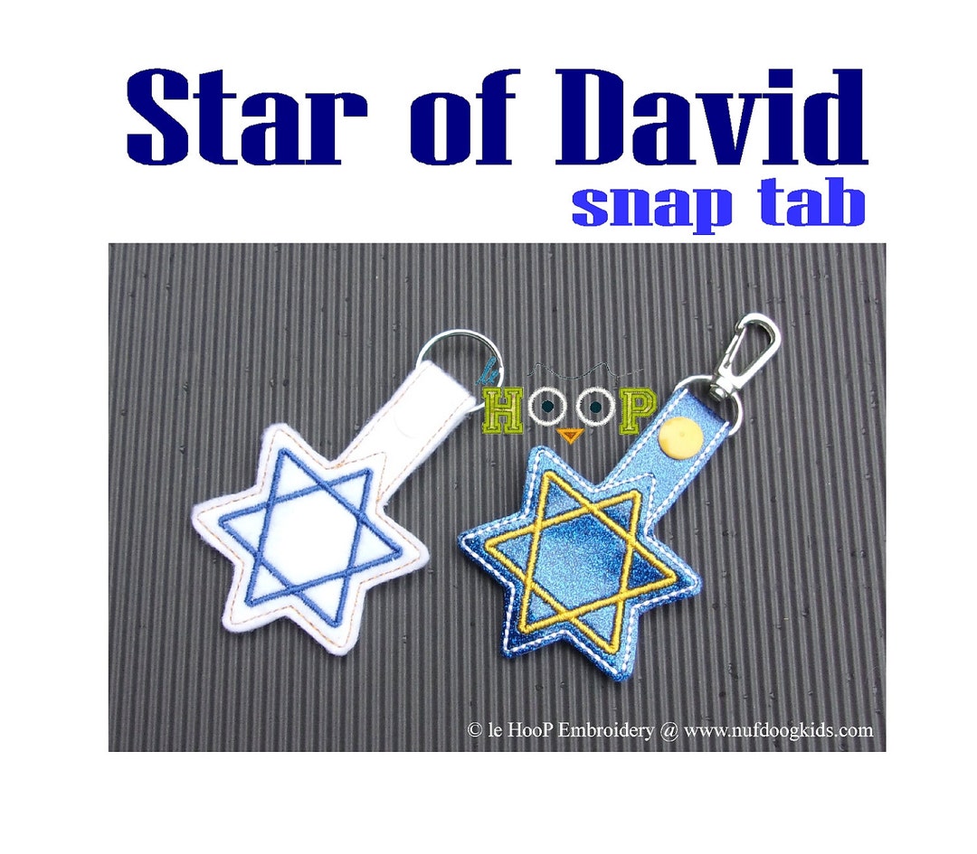 Star of David Snap Tab Applique Embroidery Design 4x4 5x7 ITH in the ...