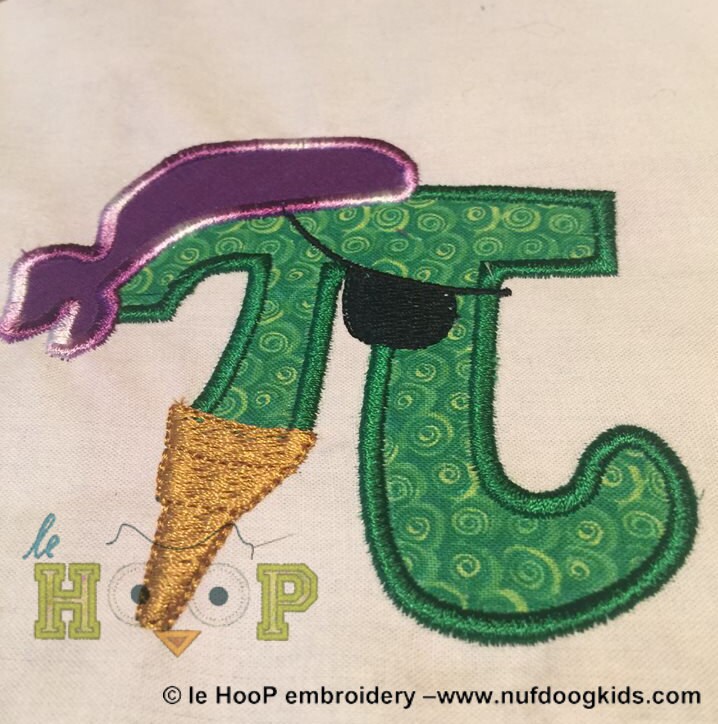 Pi-rate Machine Embroidery Applique Design 4x4 5x7 6x10 PI Day March 14 ...