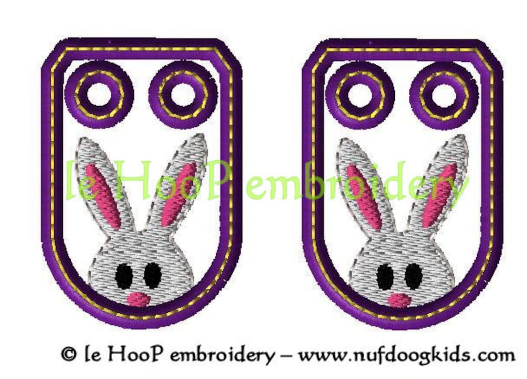 Machine Embroidery EASTER BUNNY Shoe Charms In-hoop Design 4x4 5x7 6x10 ...