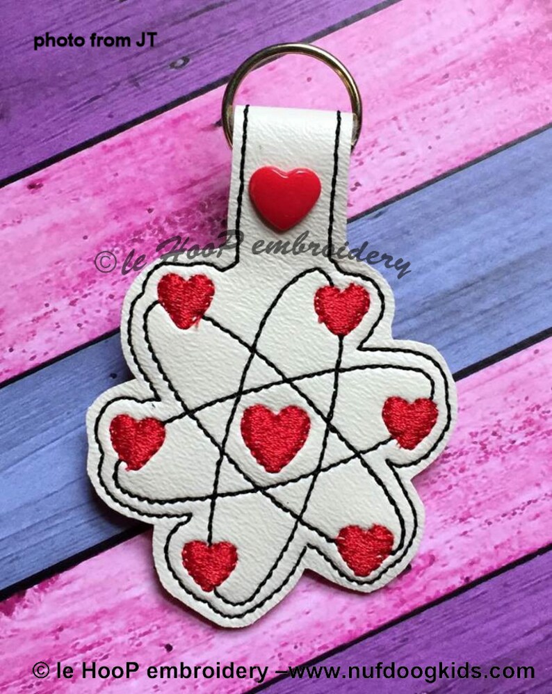 Atomic Love Key Fob Snap Tab Machine Applique Embroidery | Etsy