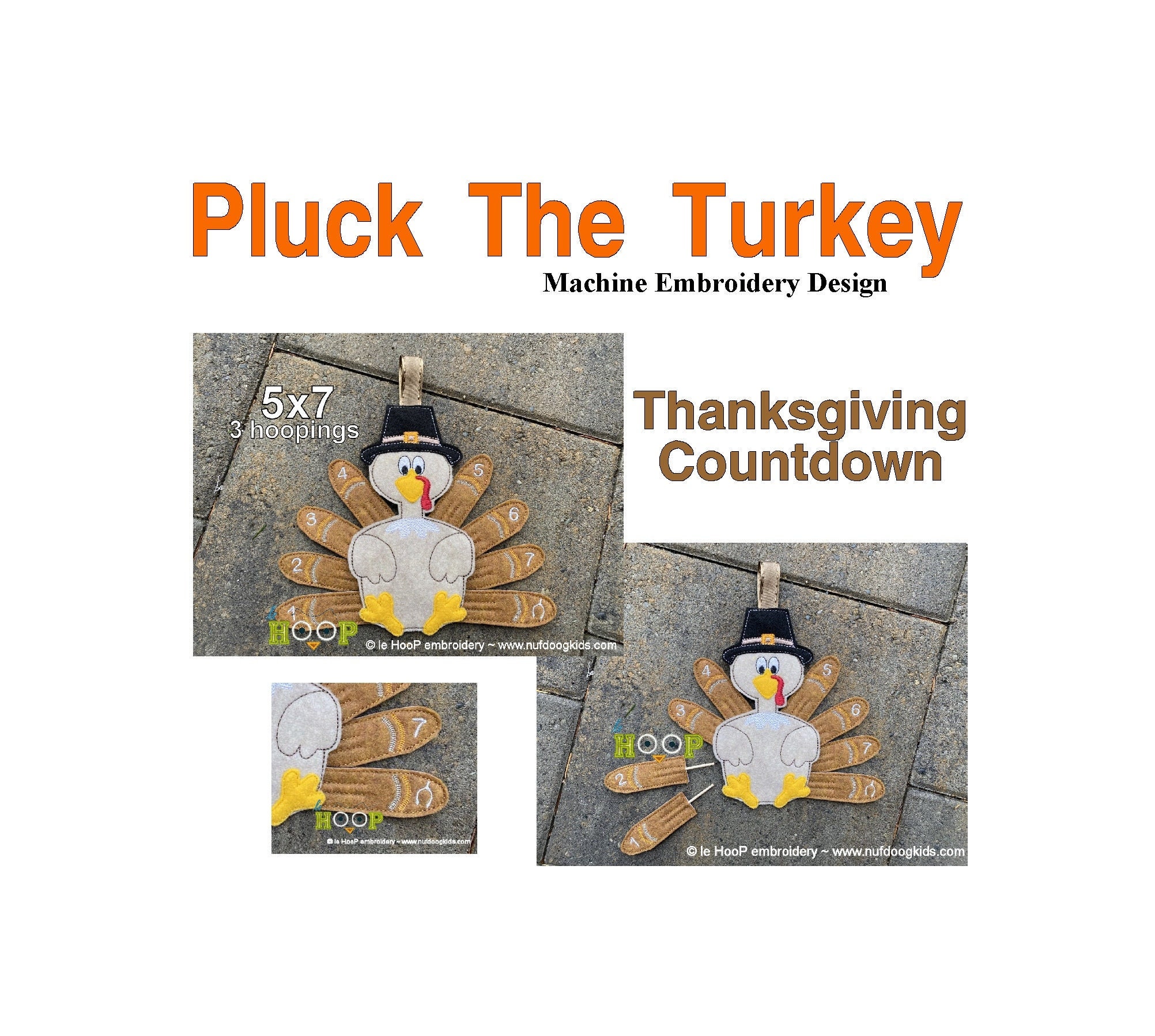 Thanksgiving Turkey Countdown 5x7 ITH Machine Embroidery - Etsy