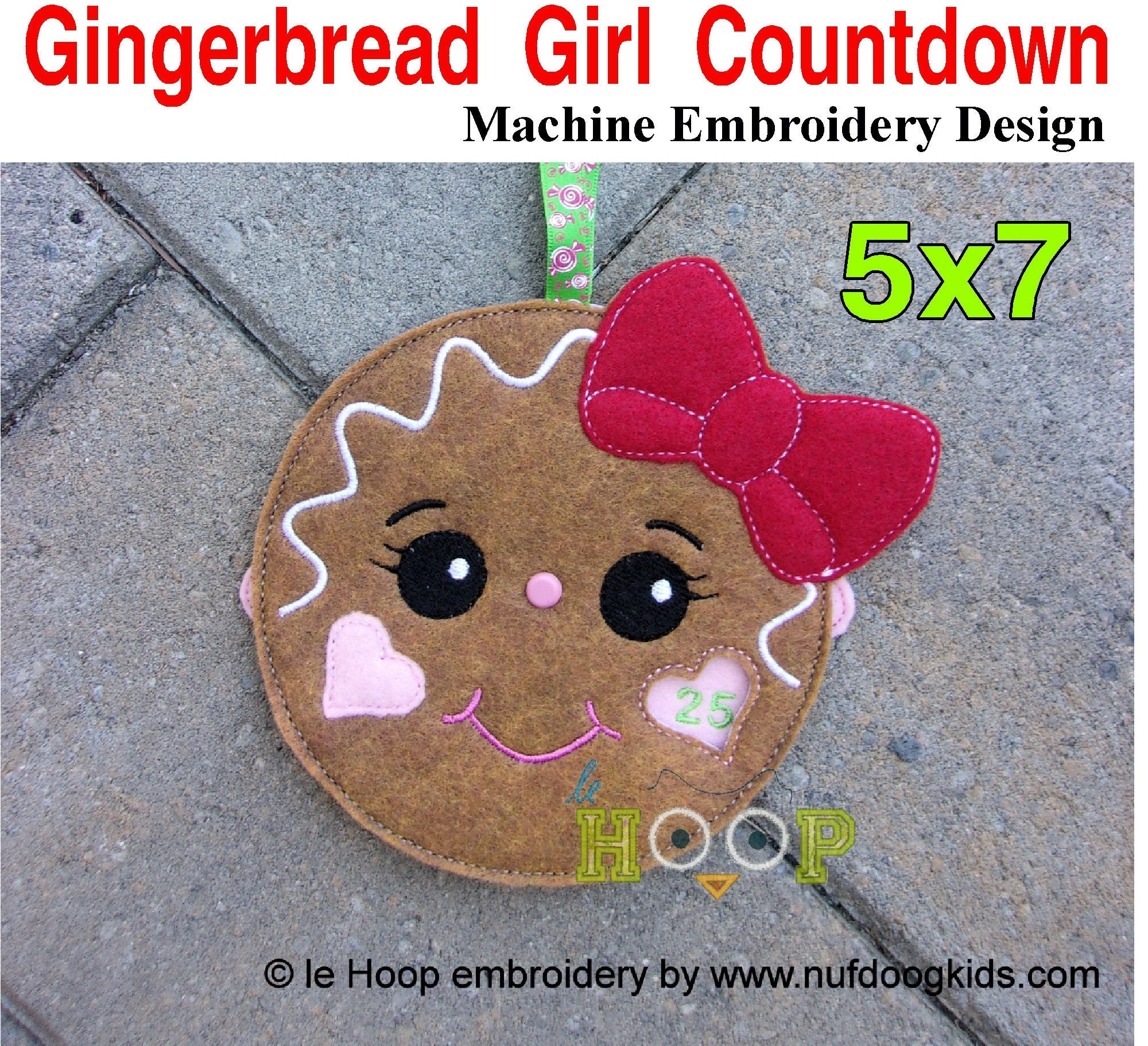 ITH 5x7 Gingerbread GIRL Countdown Machine Embroidery Applique - Etsy
