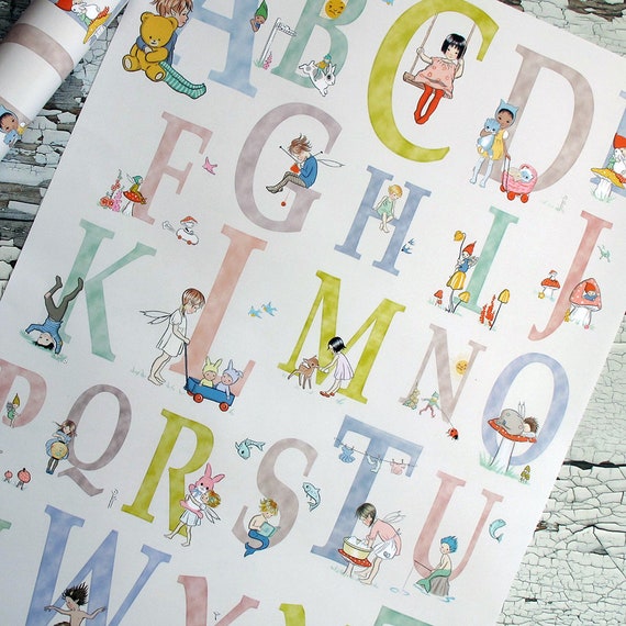 5 Sheets of ABC Pixie Wrapping Paper | Etsy UK