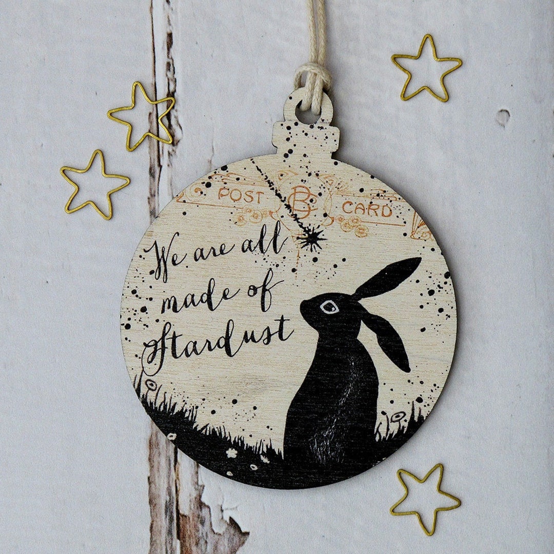 Rabbit and Stardust Wooden Hanging Decoration - Etsy