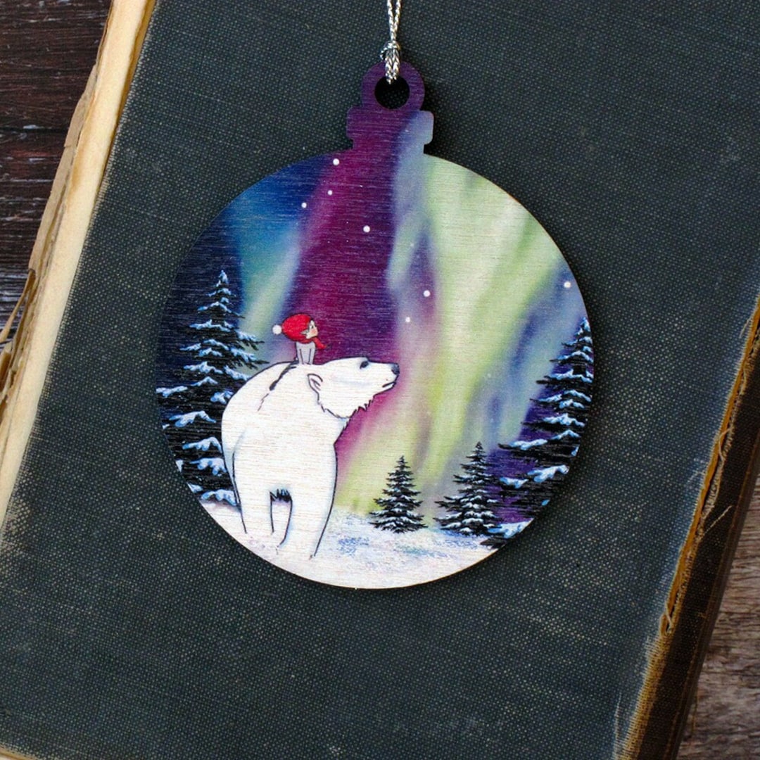 Northern Lights Wooden Tree Decoration - Etsy