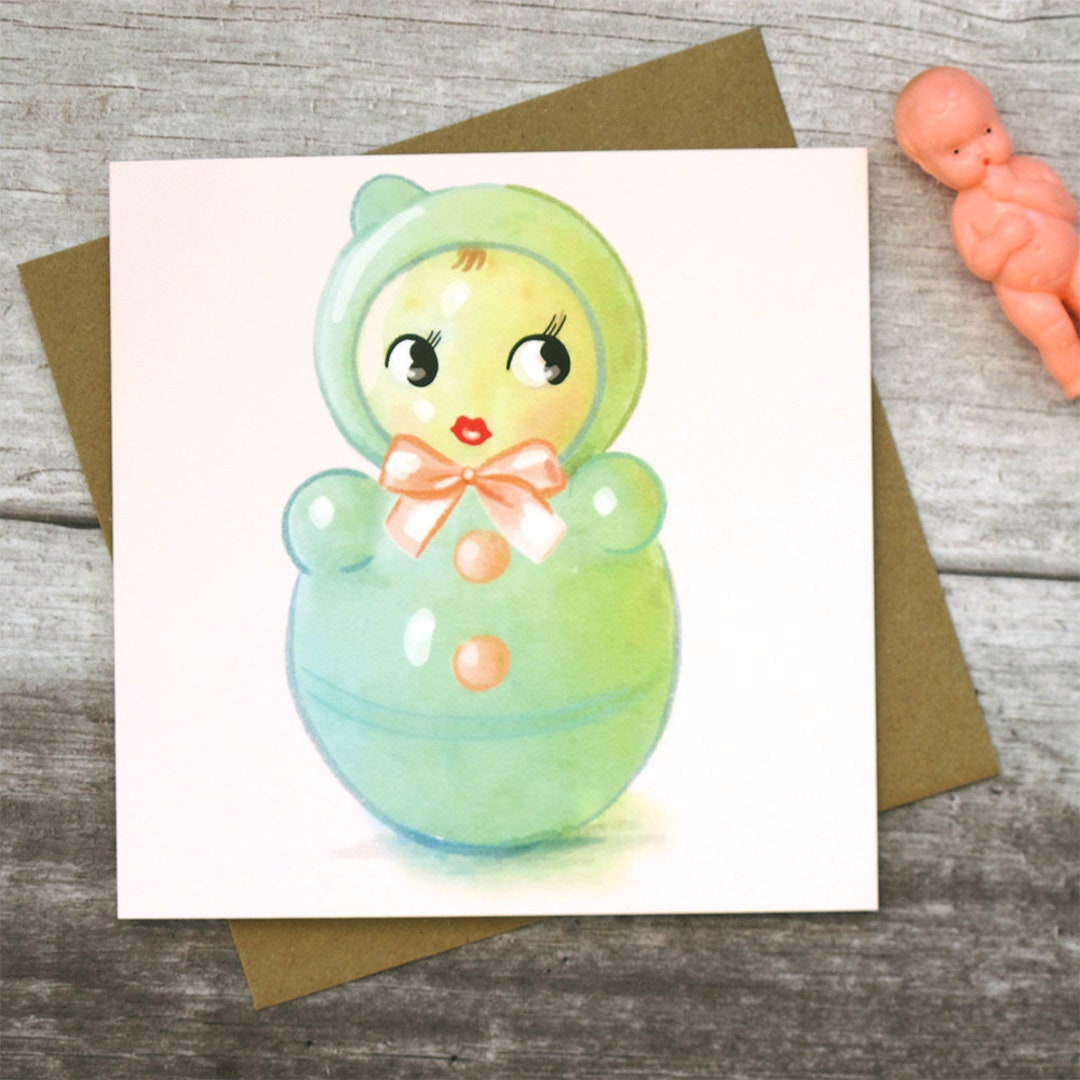 Vintage Toy Roly Poly Card - Etsy