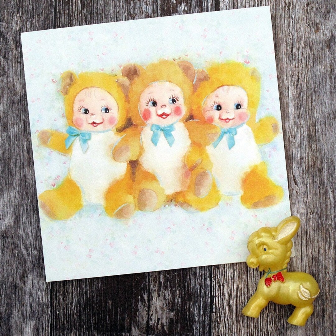 3 Vintage Bears Card - Etsy