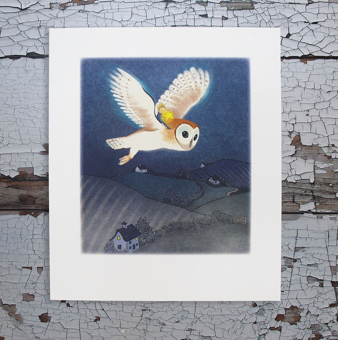 Owl and Pixie Unframed Print - Etsy