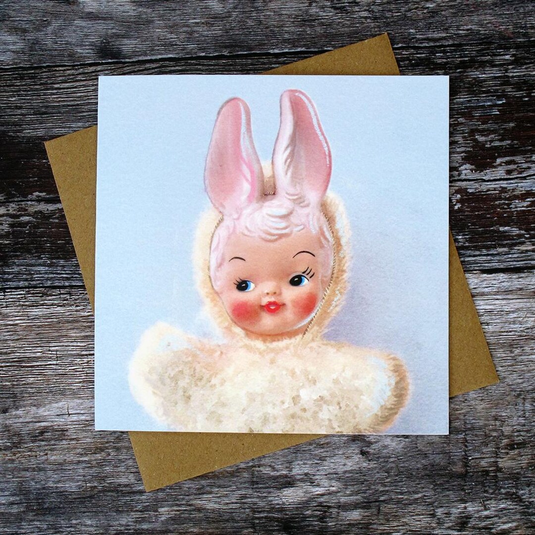 Vintage Toy Bunny Girl Card - Etsy