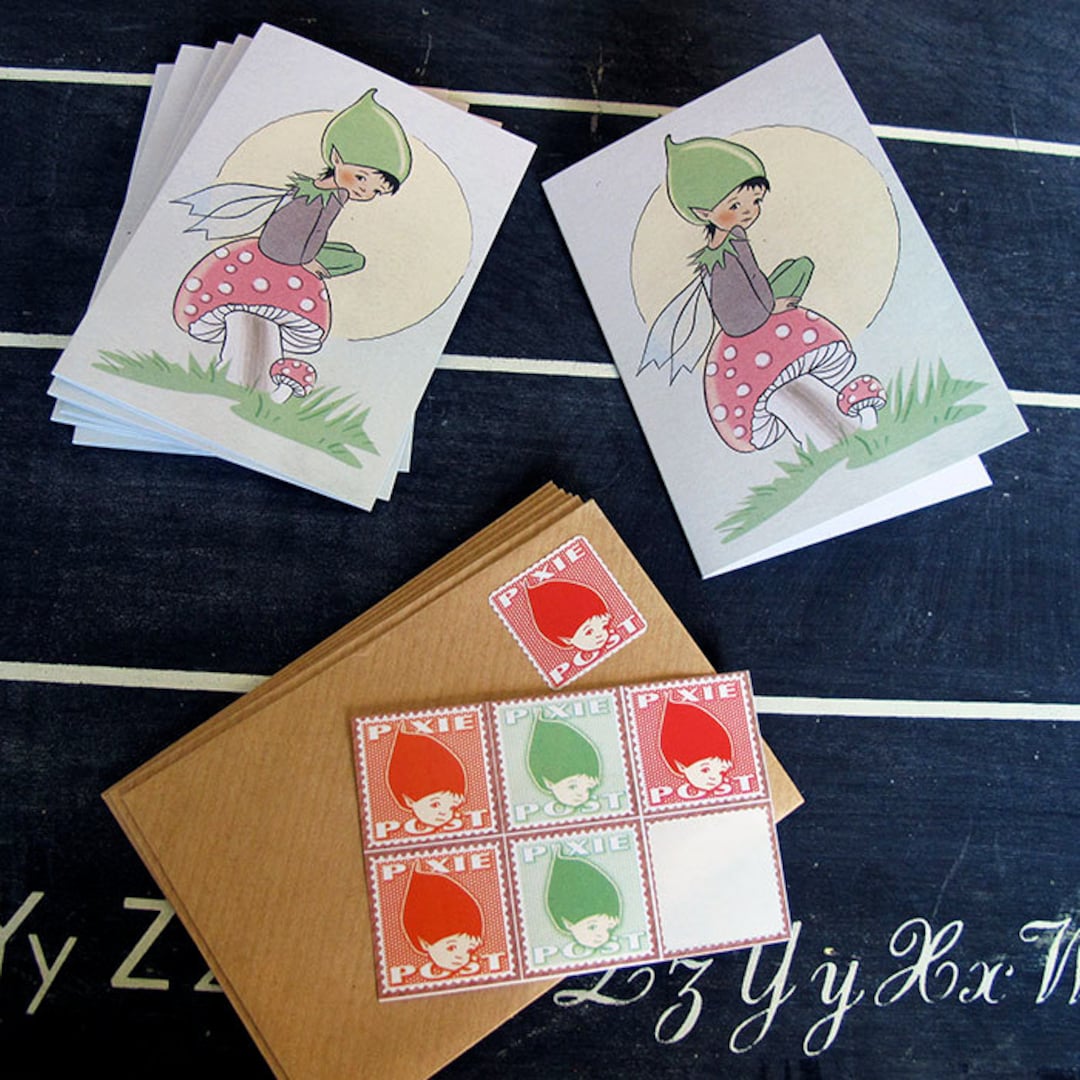 Mini Little Pixie Cards With Stamps - Etsy