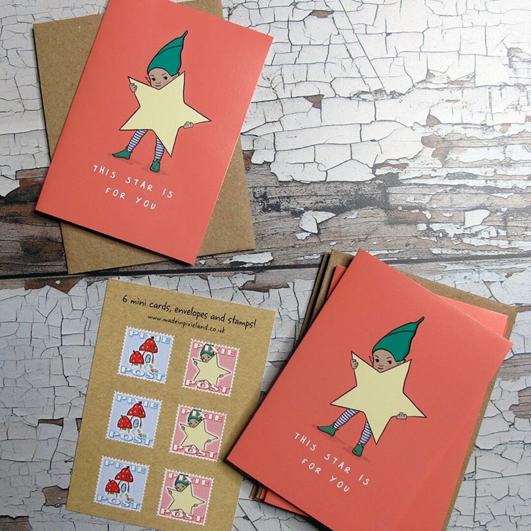 Mini Pixie and Star Cards With Stamps - Etsy