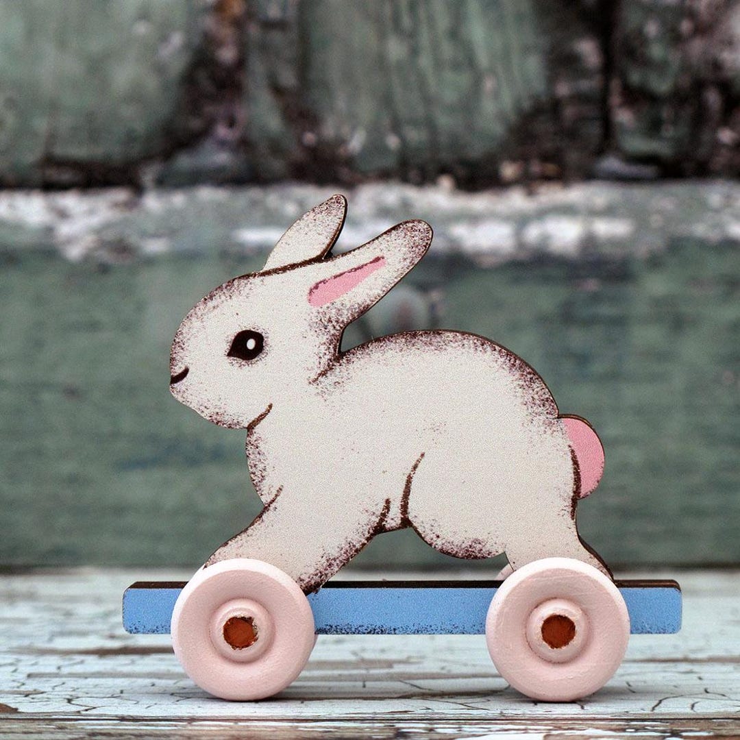 Limited Edition Wooden Bunny on Wheels - Etsy