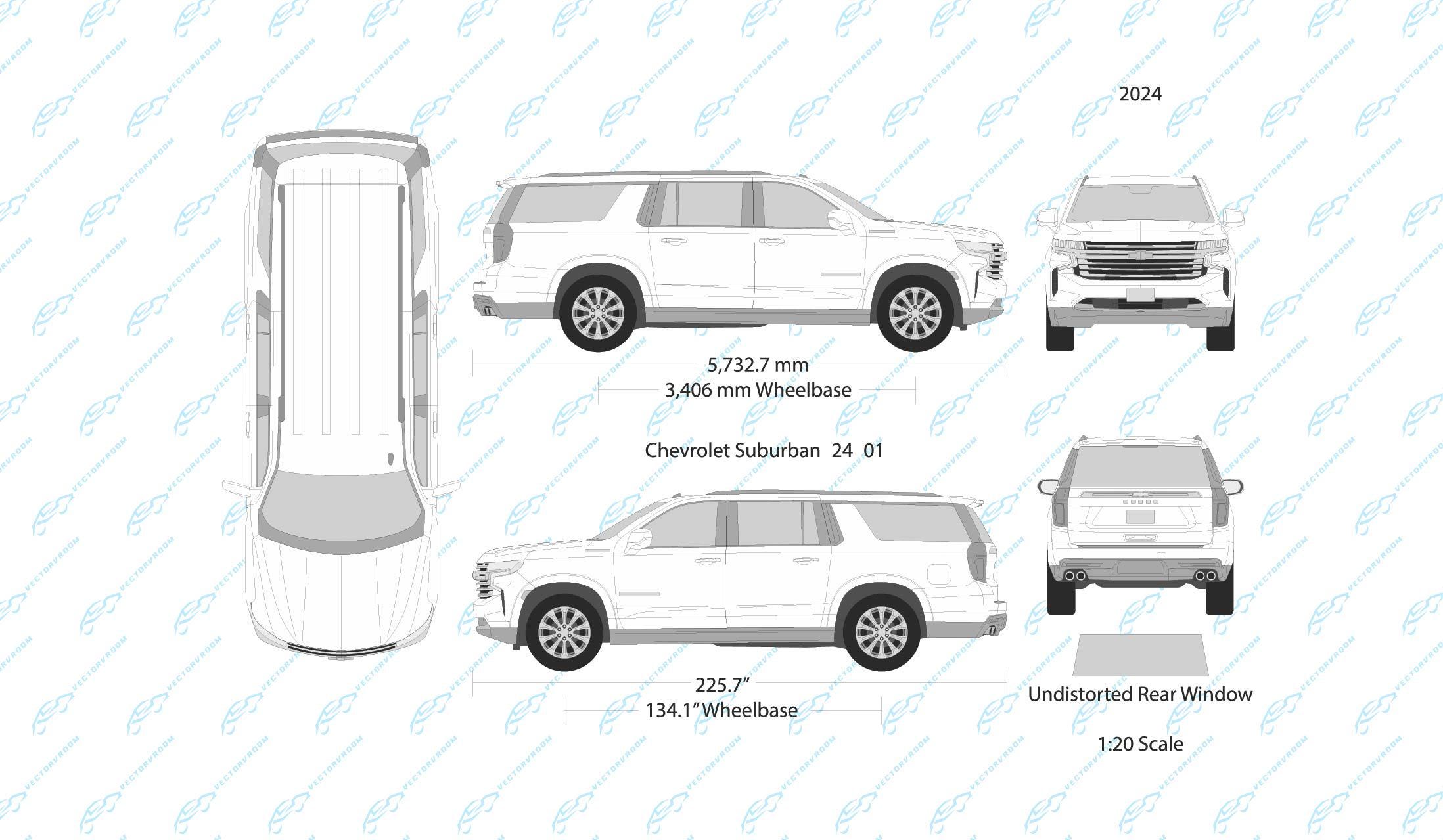 Chevrolet Suburban 2024 Vehicle Template .ai, .eps, Cdr - Etsy