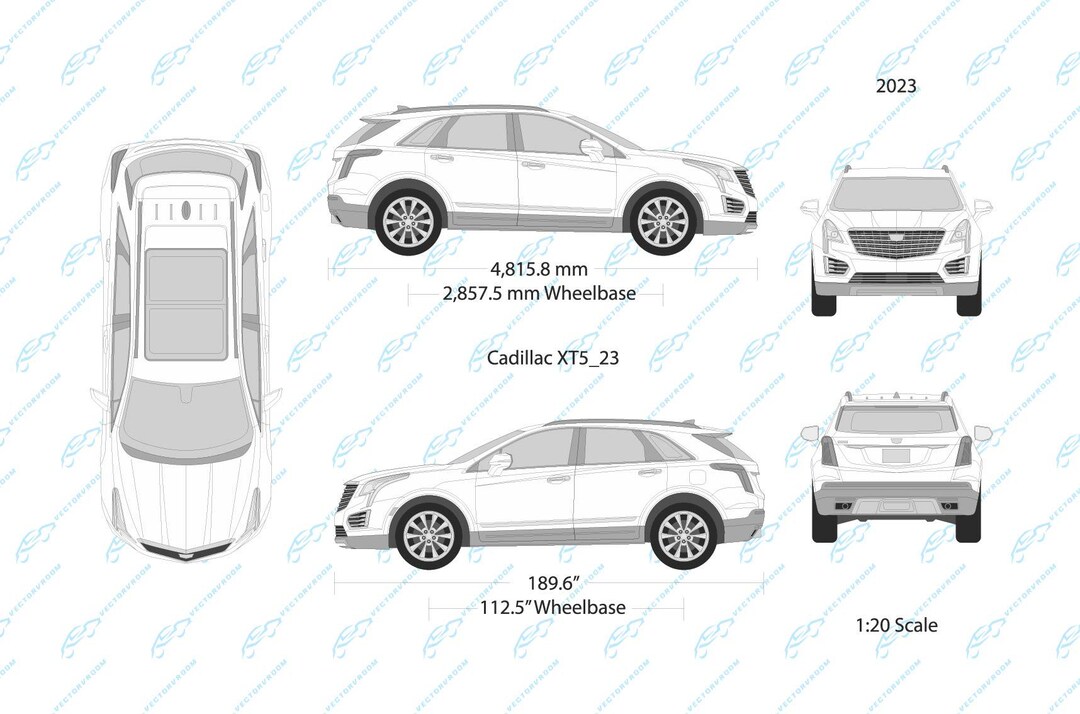 Cadillac XT5 2023 Vehicle Template .ai, .eps, Cdr - Etsy