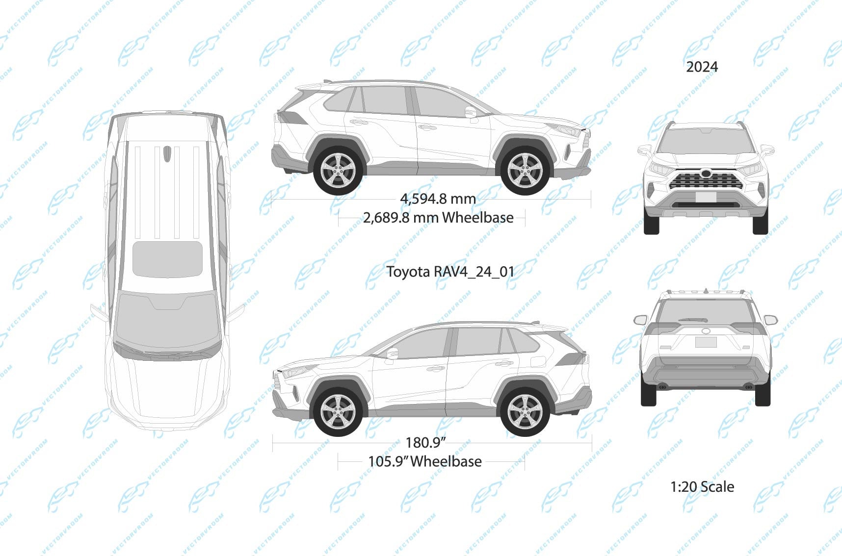 Toyota RAV4 2024 Vehicle Template .ai, .eps, Cdr - Etsy