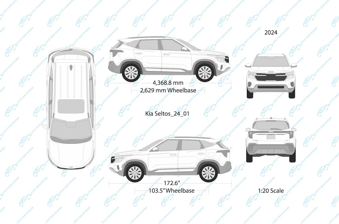 Kia Seltos 2024 Vehicle Template .ai, .eps, Cdr - Etsy