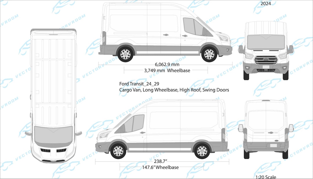 Ford Transit 2024 Vehicle Template .ai, .eps, Cdr - Etsy
