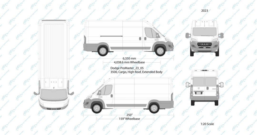 Dodge Promaster 2023 Vehicle Template .ai, .eps, Cdr - Etsy