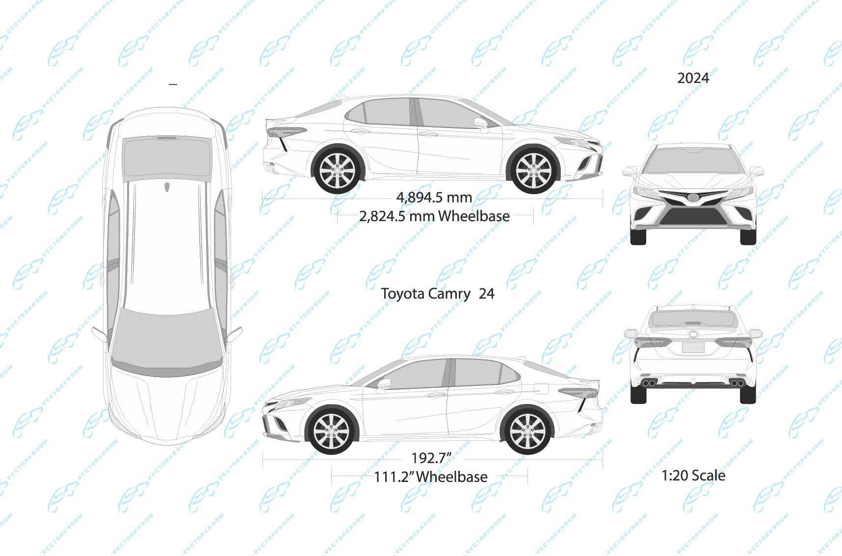 Toyota Camry 2024 Vehicle Template .ai, .eps, Cdr - Etsy