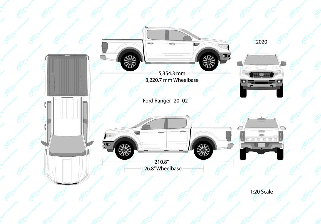 Ford Ranger 2020 Vehicle Template .ai, .eps, Cdr - Etsy