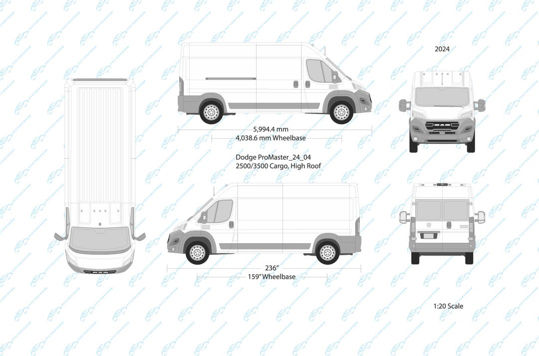 Dodge Promaster 2024 Vehicle Template .ai, .eps, Cdr - Etsy