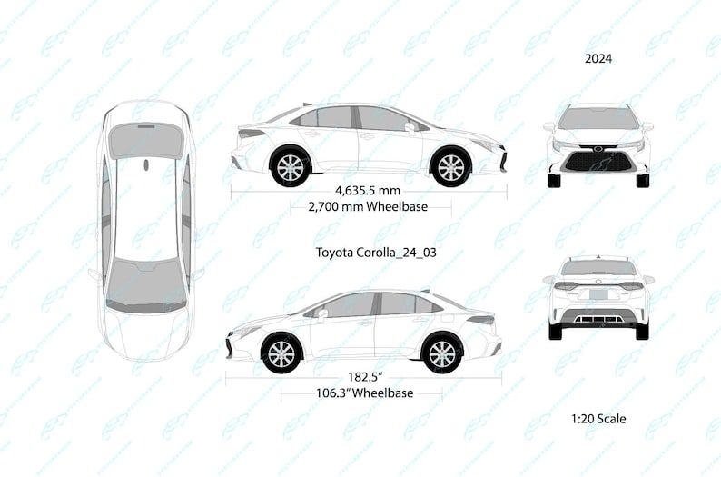 Toyota Corolla 2024 Vehicle Template .ai, .eps, Cdr - Etsy