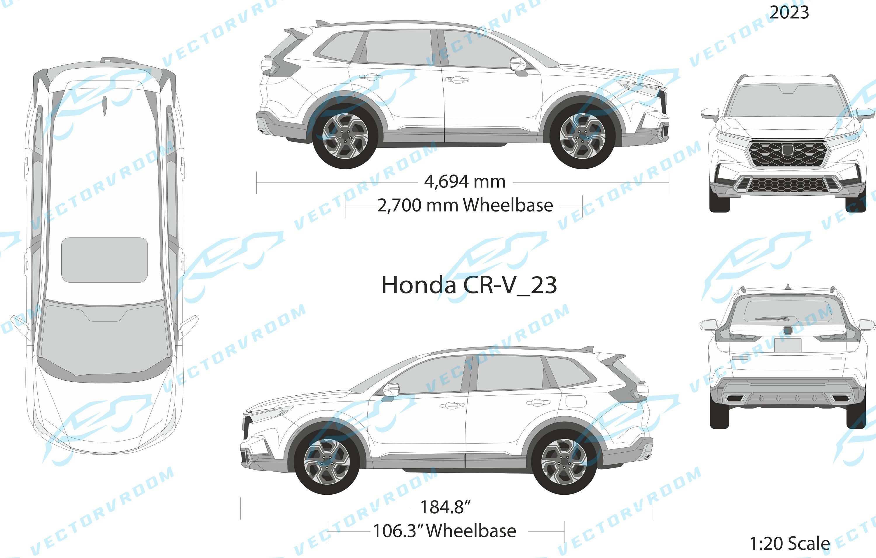 Honda Cr-v 2023 Vehicle Template .ai, .eps, .svg - Etsy