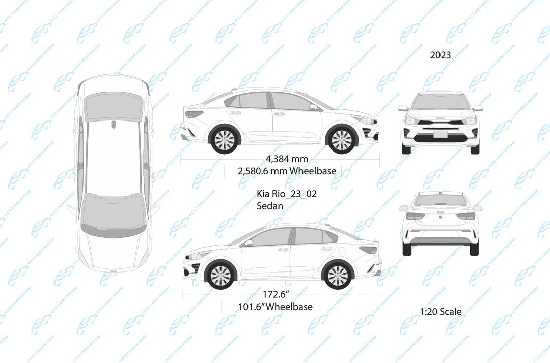 Kia Rio 2023 Vehicle Template .ai, .eps, Cdr - Etsy