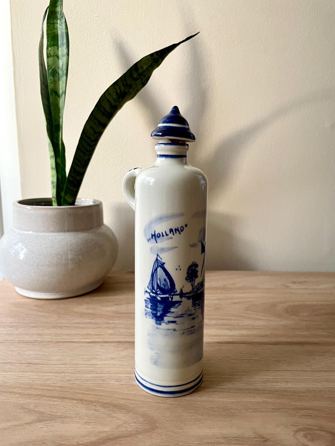 Vintage Delft Holland Ceramic Decanter Bottle With Cork Stopper ...